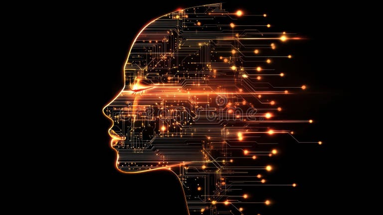 Human Face Merging with Glowing Digital Circuits Creates a Captivating ...