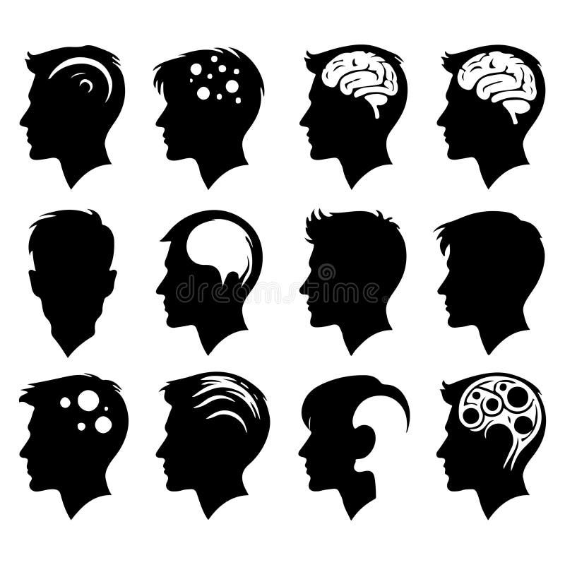Silhouette Set of Men Head. Vector Isolated Illustration Stock Vector ...