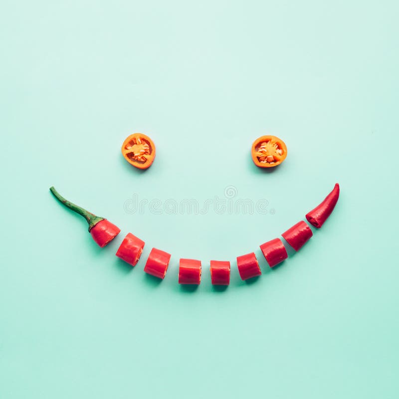 Human Face Smiling Made from Red Chilli.creativity Food Concepts Stock ...