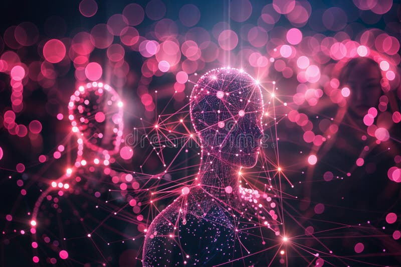 Human Face Surrounded by Lines and Dots. World Wide Web Concept ...