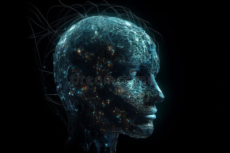 Human Face and Technology Abstract Illustration. Generative AI Stock ...