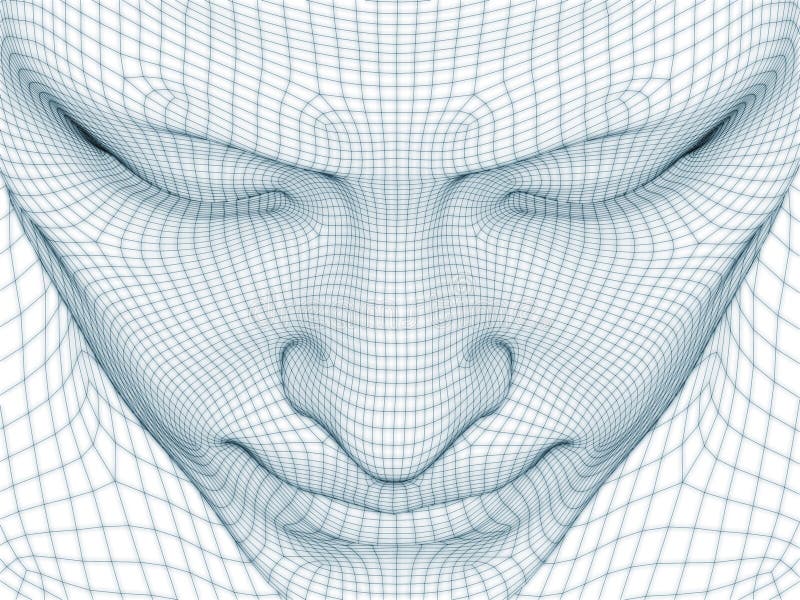 Human Face Wire Mesh stock illustration. Illustration of blue - 192306846