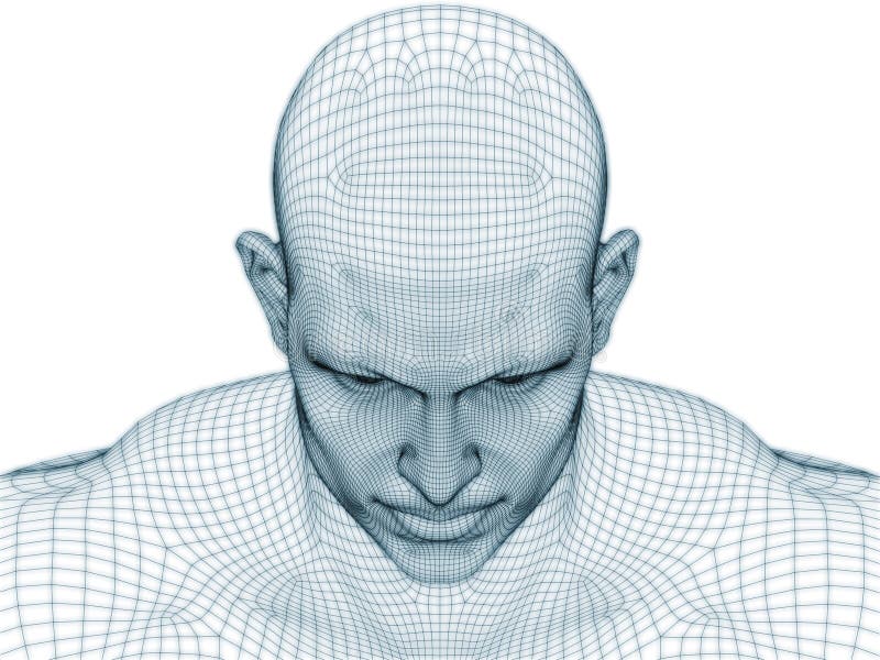 Human Face Wire Mesh stock illustration. Illustration of blue - 193567260