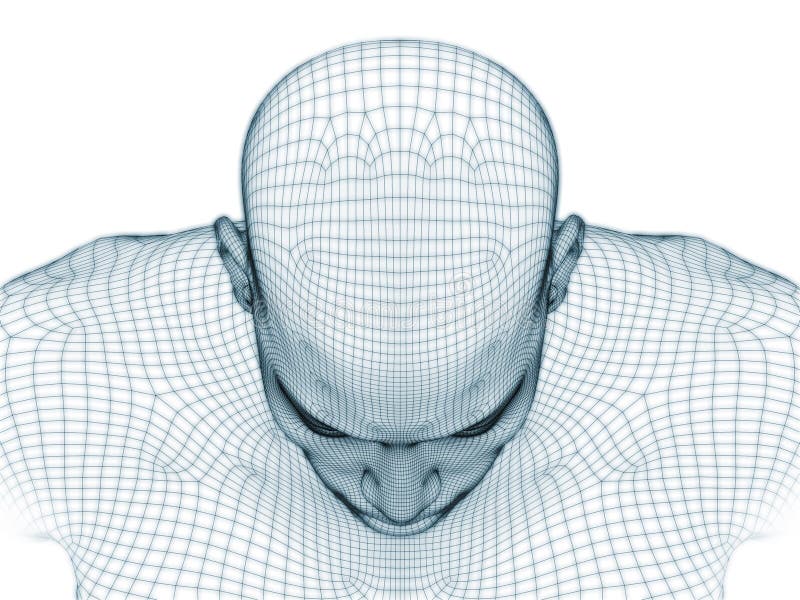 Human Face Wire Mesh stock illustration. Illustration of rendering ...