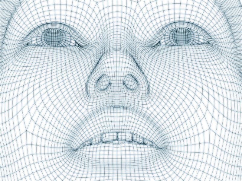 Human Face Wire Mesh stock illustration. Illustration of blue - 199897993
