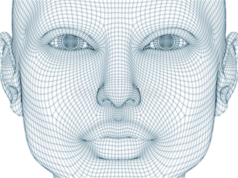 Human Face Wire Mesh stock illustration. Illustration of blue - 199897993