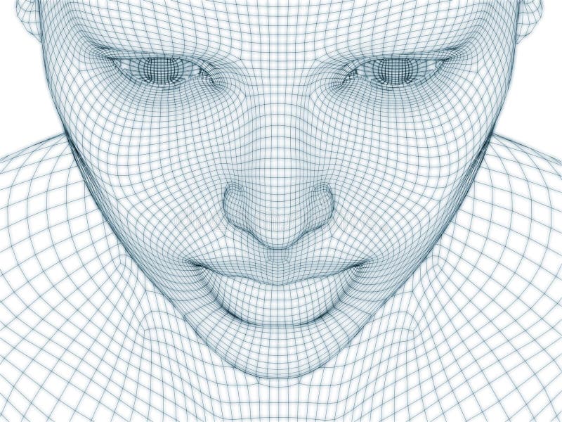 Human Face Wire Mesh stock illustration. Illustration of blue - 207671171