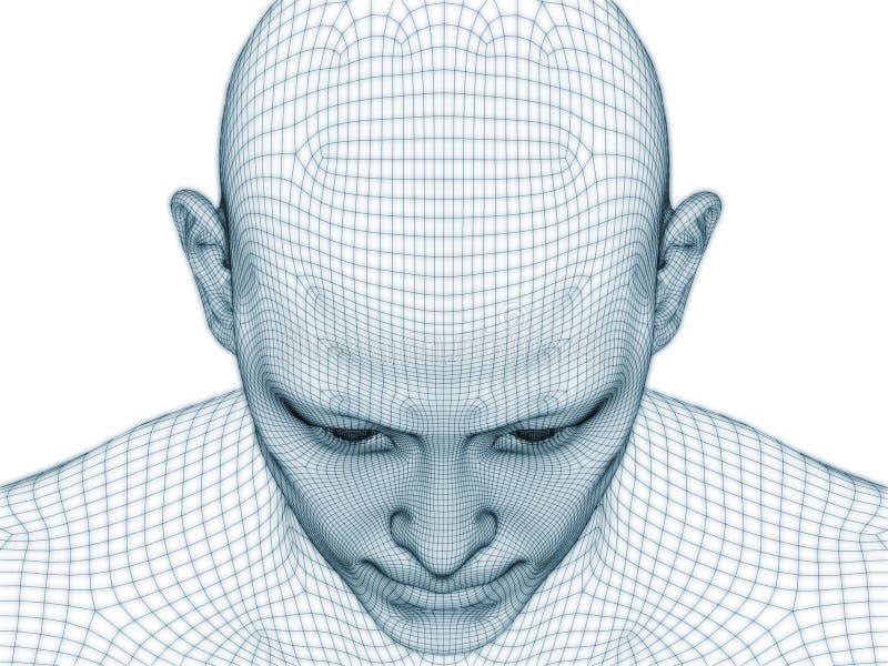 Human Face Wire Mesh stock illustration. Illustration of blue - 207671203