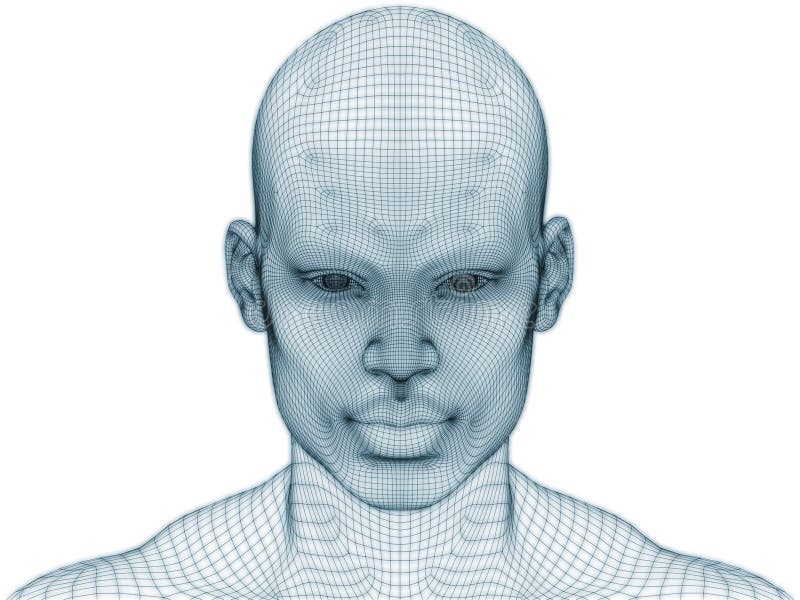 Human Face Wire Mesh stock illustration. Illustration of rendering ...