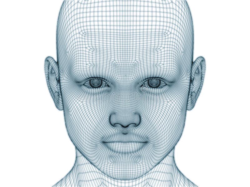 Human Face Wire Mesh stock illustration. Illustration of mind - 191633386