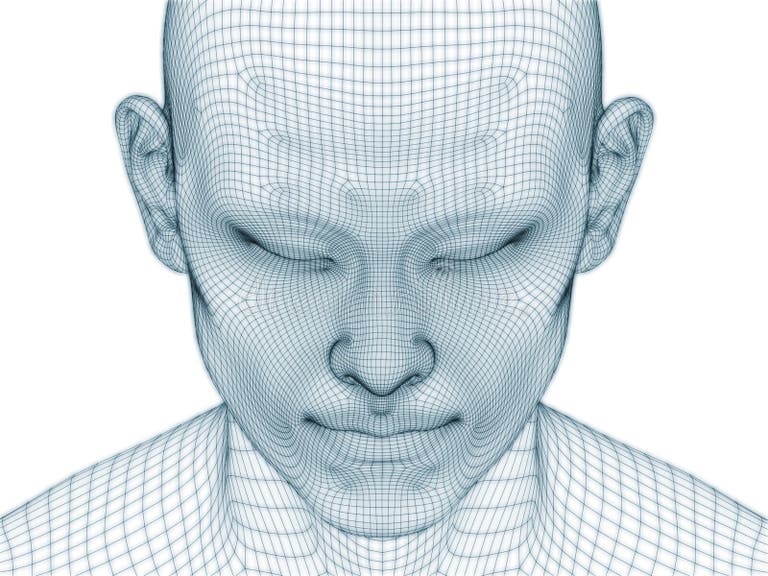 Human Face Wire Mesh stock illustration. Illustration of blue - 223223775