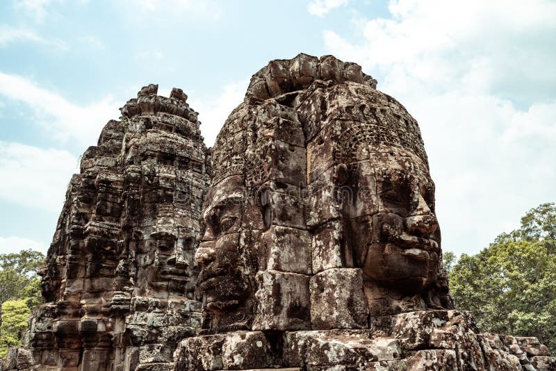 Human Faces Built of Stone Blocks Stock Photo - Image of architecture ...