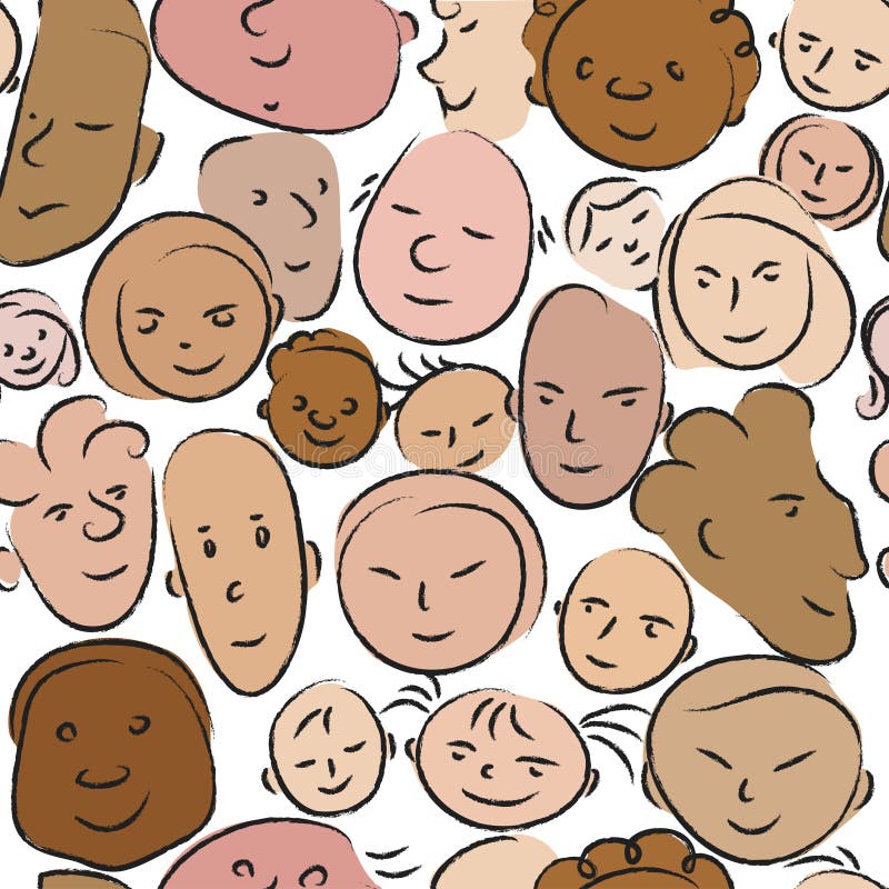 Human Faces Seamless Texture Stock Illustration - Illustration of adult ...