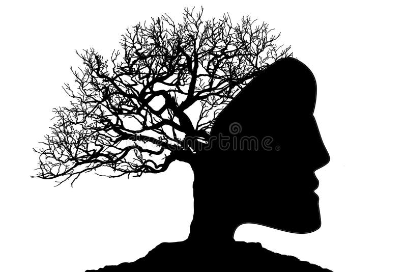 Human Faces and Tree Silhouette Stock Illustration - Illustration of ...