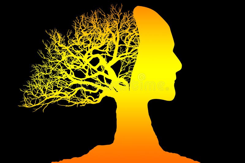 Human Faces and Tree Silhouette Stock Illustration - Illustration of ...
