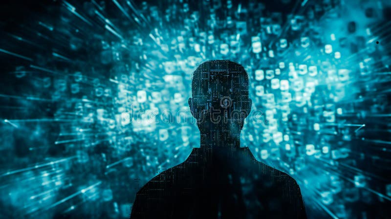 Human Facing Cyber Attack. Computer Security Concept Stock Illustration ...