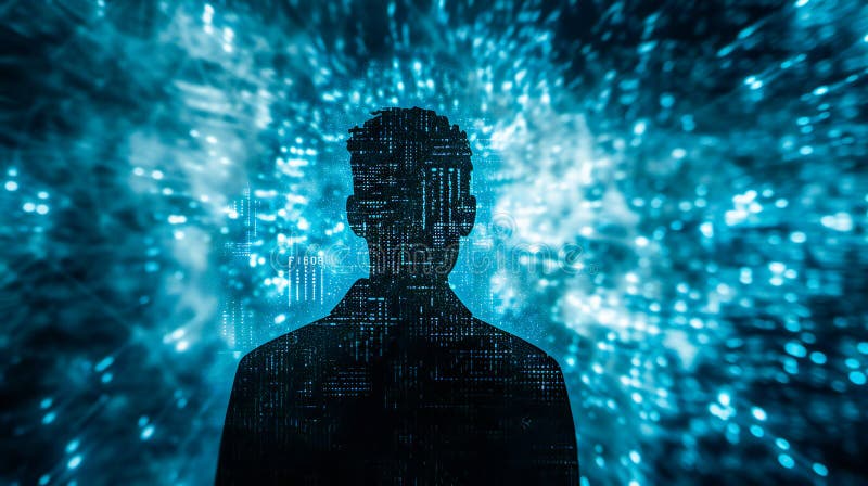 Human Facing Cyber Attack. Computer Security Concept Stock Illustration ...