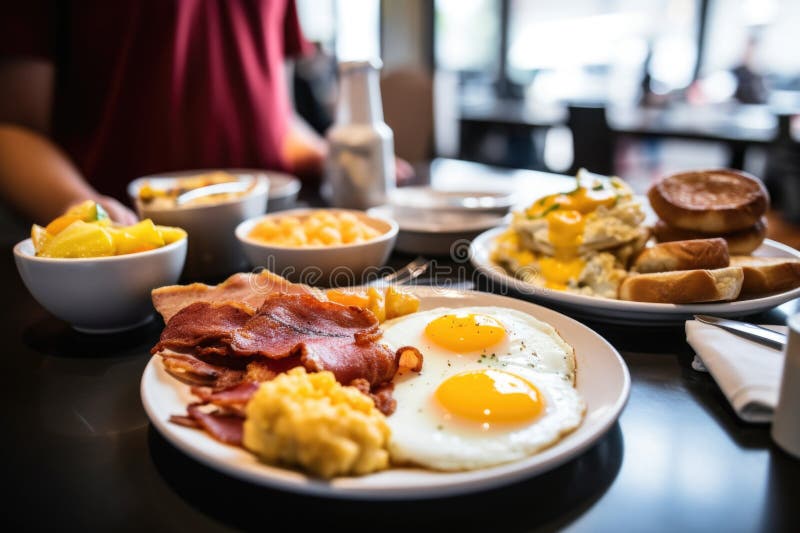 Human in a Fast Food Restaurant Eating Breakfast Stock Photo - Image of ...