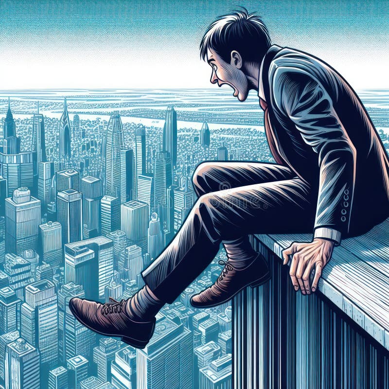 Human Fear of Heights Concept Stock Illustration - Illustration of ...