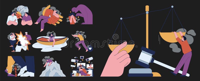 Human Fears Set. Scared Characters Confronting Personal Inadequacies ...