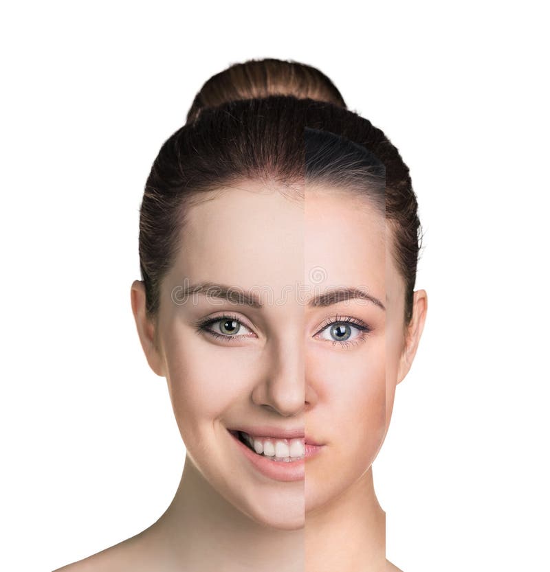 Human Female Face Made of Several Different Part Stock Image - Image of ...