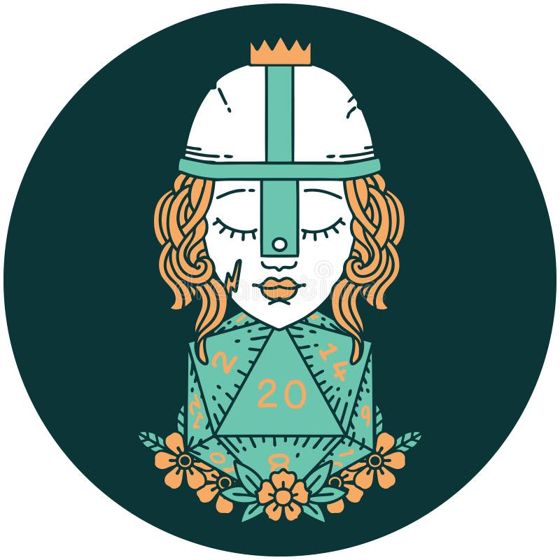 Human Fighter with Natural 20 D20 Dice Roll Icon Stock Vector ...