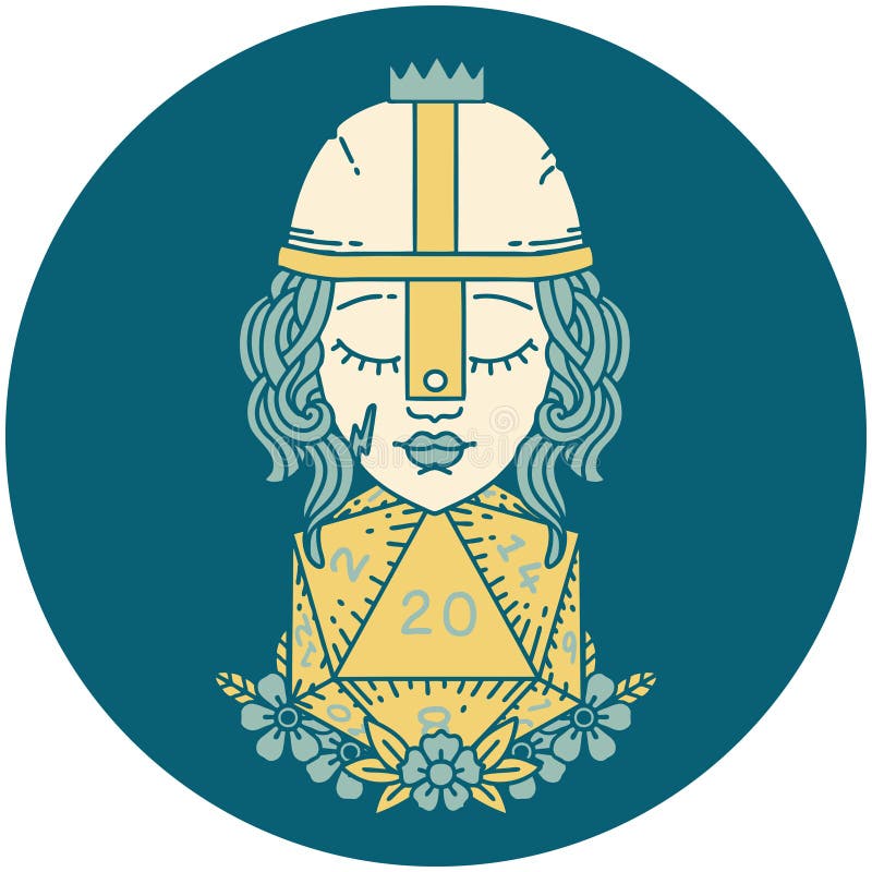 Human Fighter with Natural 20 D20 Dice Roll Icon Stock Vector ...