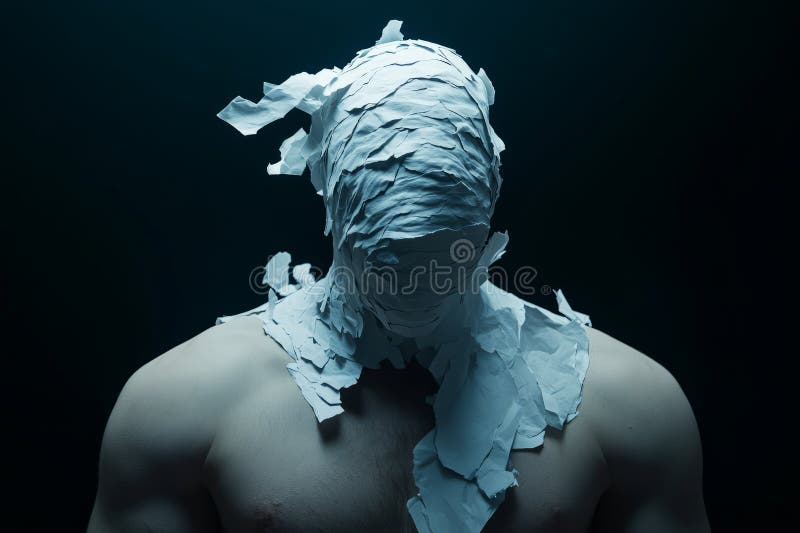 Human Figure Covered in Torn Paper, Abstract Art, Conceptual ...