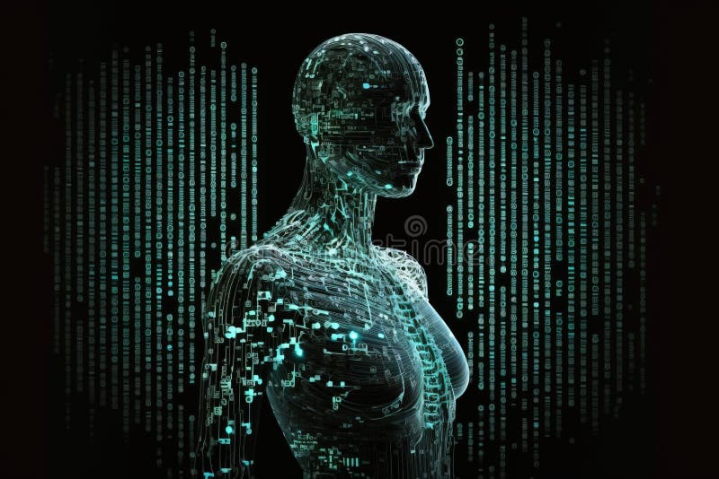 A Human Figure is Created Using Digital Codes. Concept of Artificial ...