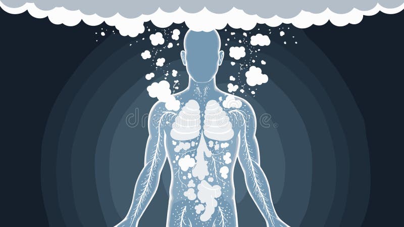 Human Figure Enveloped in Steam, Impurities Dissolving, Symbolizing ...