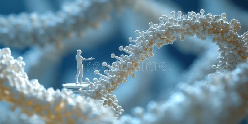 Human Figure Exploring DNA Helix: Conceptual Image of Genetic Research ...