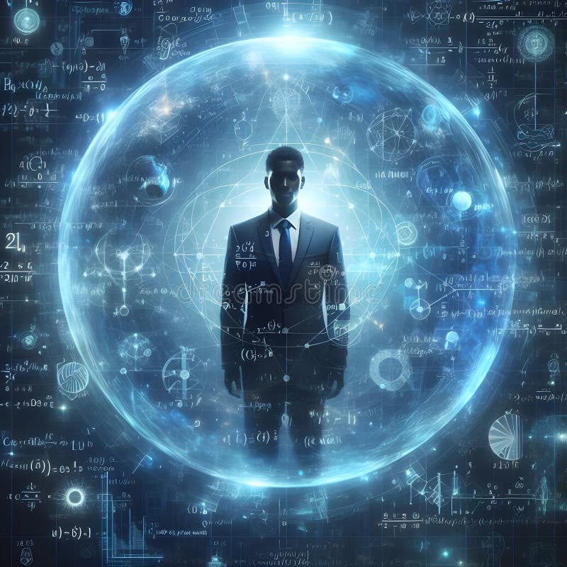 Human Figure in a Hologram. Data Analytics in a High-Tech Room Stock ...