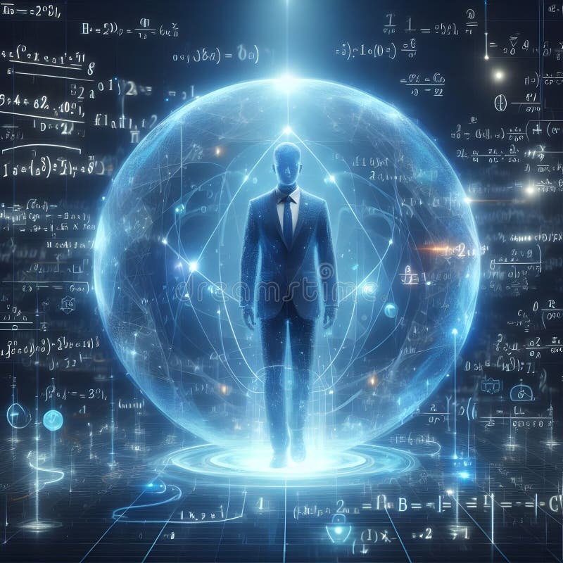 Human Figure in a Hologram. Data Analytics in a High-Tech Room Stock ...