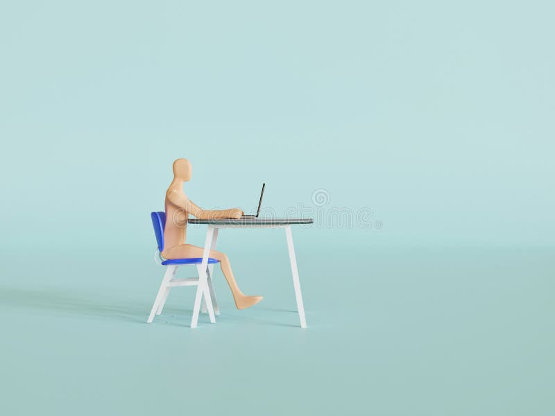 Human Figure Imitating a Person Working or Studying with a Computer in ...