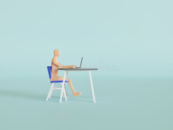 Human Figure Imitating a Person Working or Studying with a Computer in ...