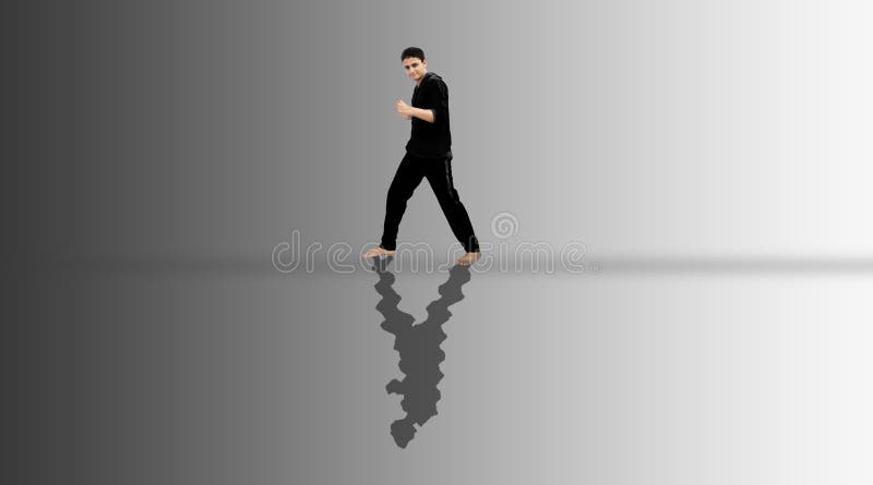 Human Figure and Its Reflection on Grey Gradient Stock Image - Image of ...