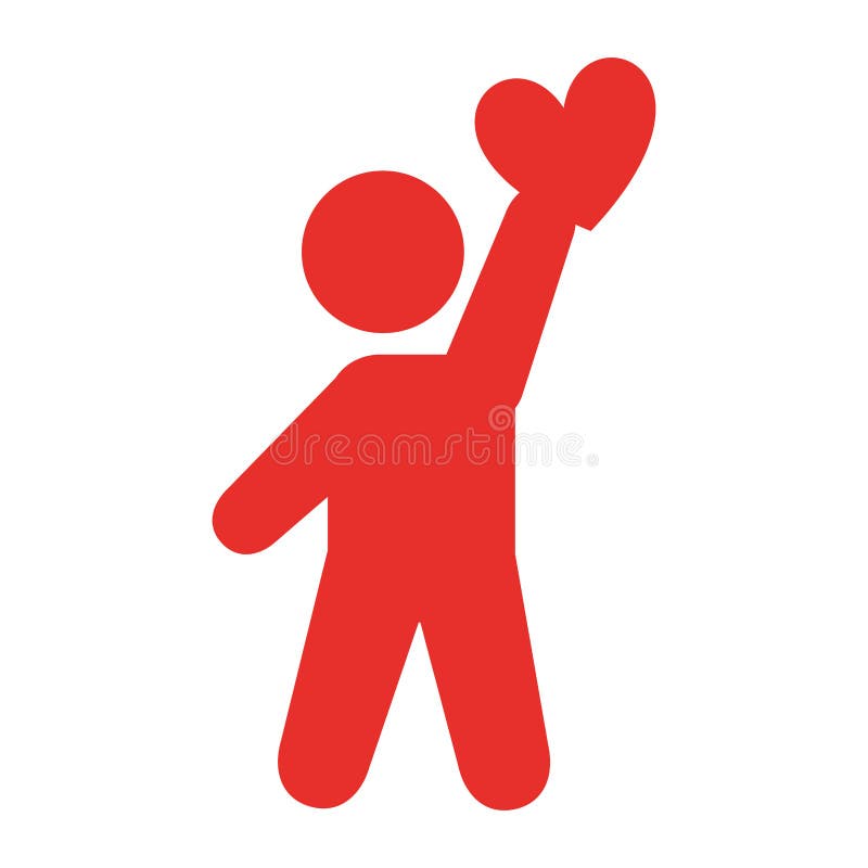 Human Figure Lifting Heart Silhouette Icon Stock Vector - Illustration ...