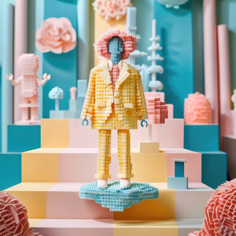 Human Figure Made of Interlocking Bricks Stock Illustration ...