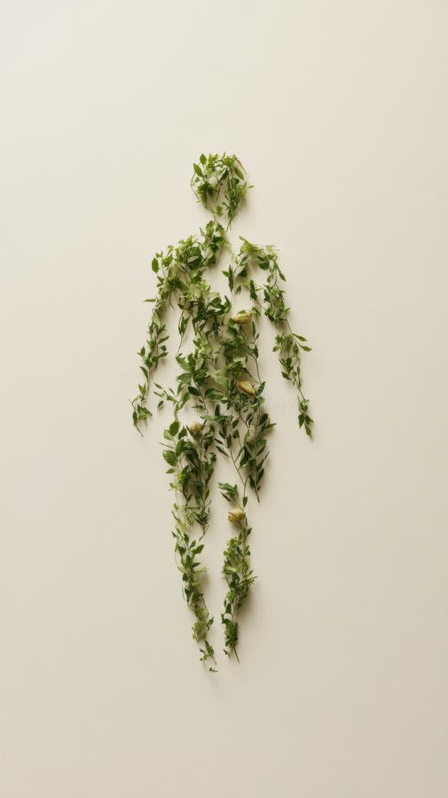 Human Figure Made of Green Leaves on Plain Background, Concept of ...