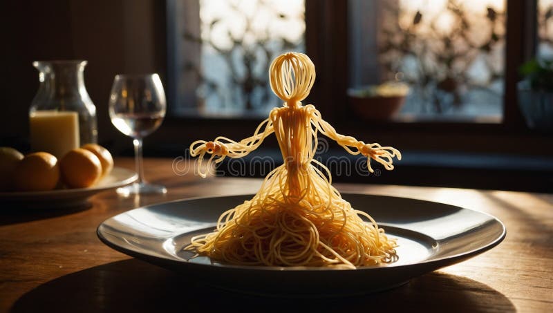Human Figure Made from Spaghetti Stock Illustration - Illustration of ...