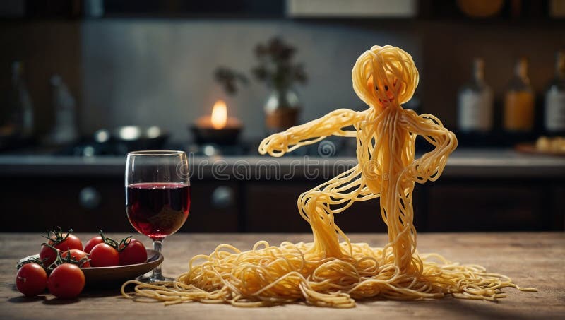Human Figure Made from Spaghetti Stock Illustration - Illustration of ...