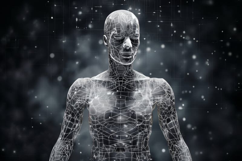 A Human Figure Made of Squares and Cubes, Standing in Front of a ...