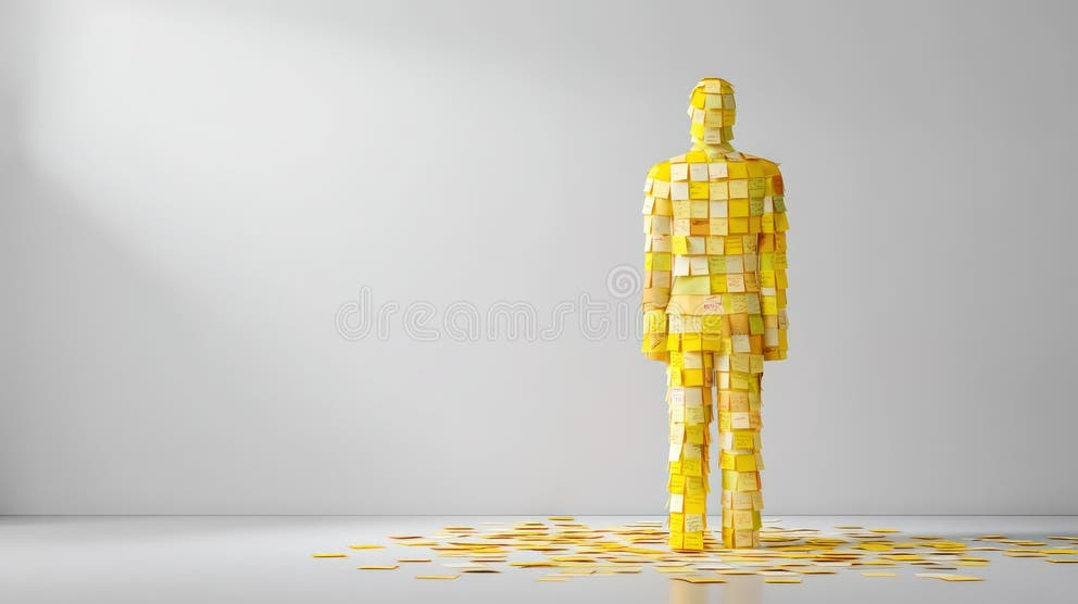 Human Figure Made of Sticky Notes Representing Overload of Tasks and ...