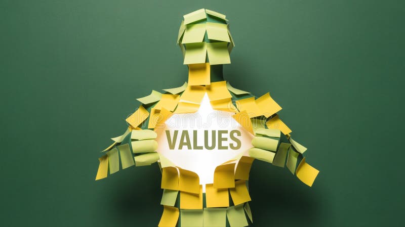 Human Figure Made of Sticky Notes Revealing Core Values Stock Image ...