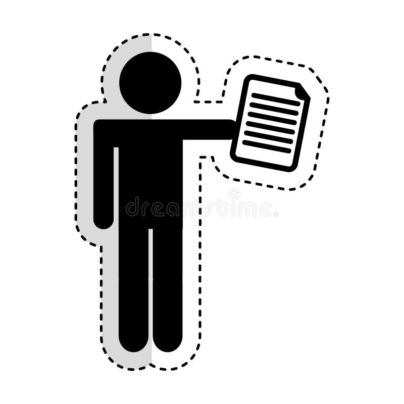 Human Figure with Paper Document Isolated Icon Stock Vector ...