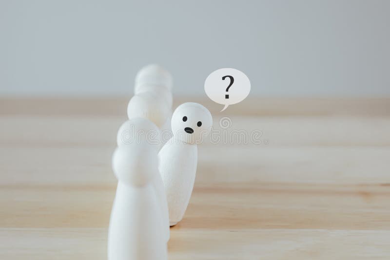 Human Figure with Question Mark Symbol on Speech Bubble among Many ...