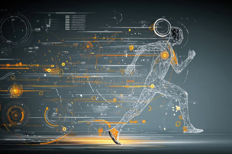 Dynamic Human Running Silhouette Integrated with a Digital HUD ...