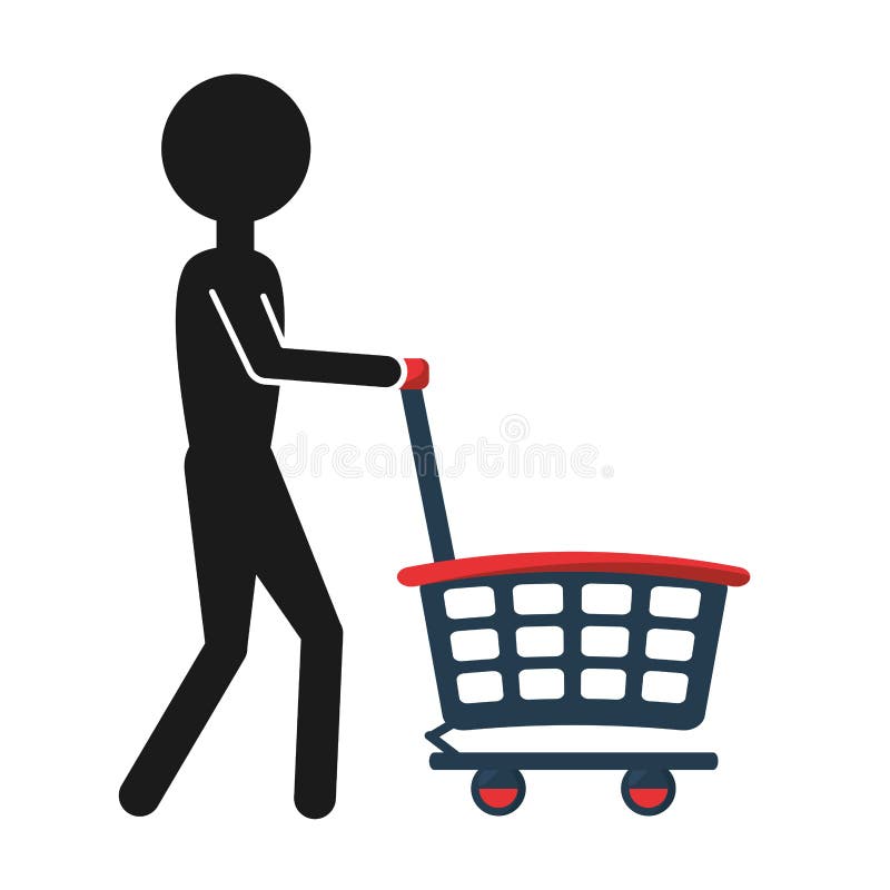 Human Figure with Shopping Cart Stock Vector - Illustration of model ...
