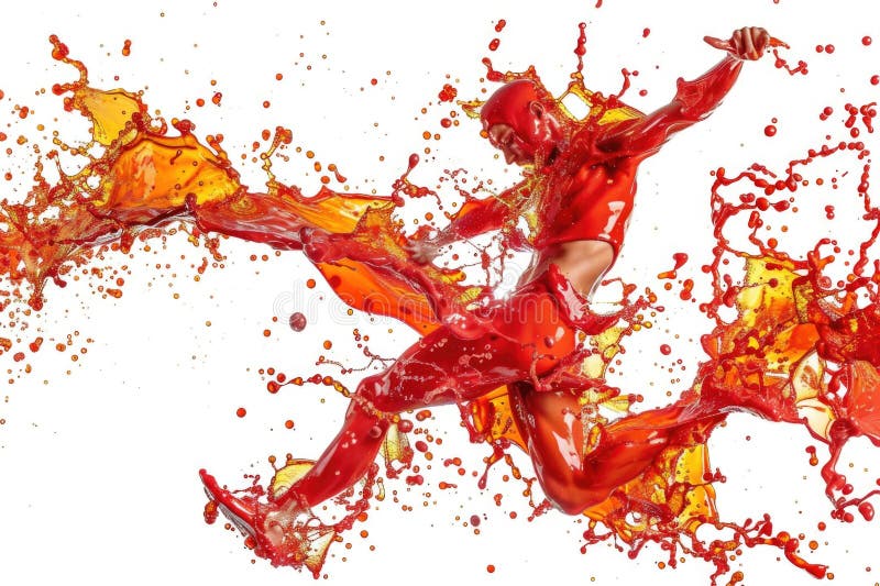 A Human Figure is Suspended in Mid-air, Covered in a Red and Orange ...