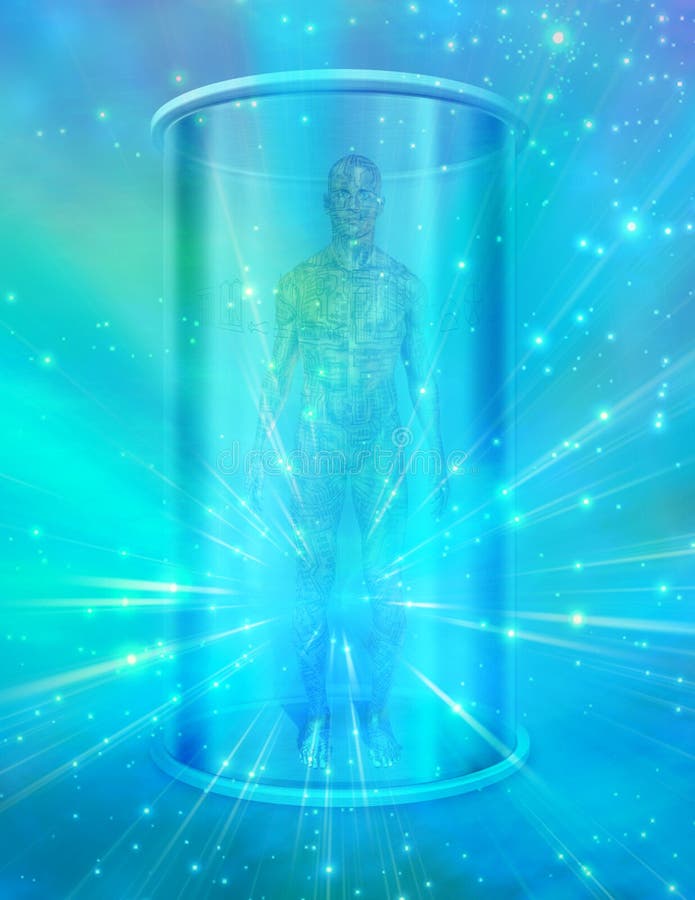 Human Figure in Transparent Container Stock Illustration - Illustration ...